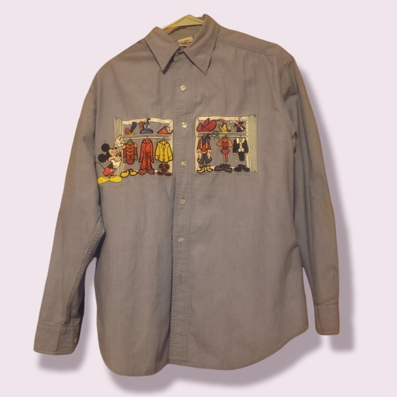 Disney | Tops | Disney Store Mickey Mouse Closet Blue Chambray Long ...